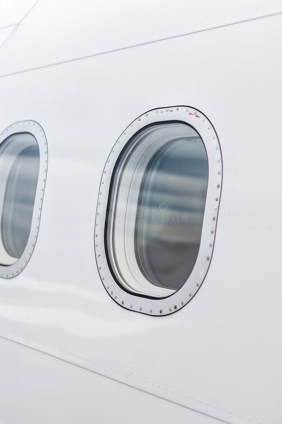 Detailed View of Aircraft Windows on a White Background. Stock ...