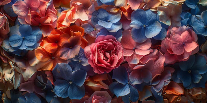 Detailed View of an Arrangement of Assorted Flowers Close Together ...