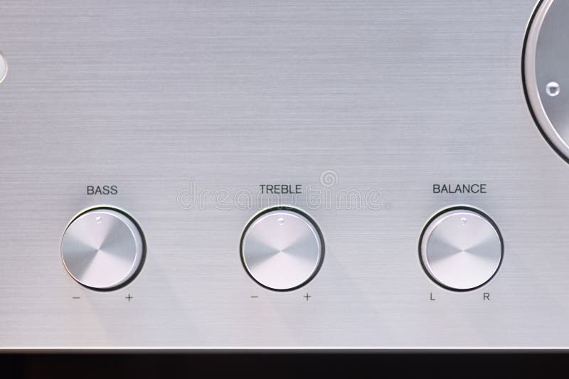 Close-Up of Audio Amplifier Controls for Bass, Treble, and Balance ...