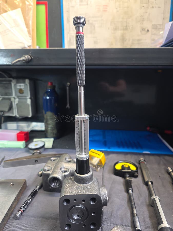 Detailed View of an Automotive Fuel Injector Assembly in a Workshop ...