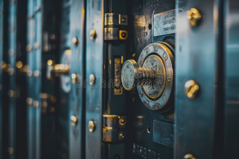 Detailed View of a Bank Vault with a Secure Lock Mechanism, Designing a ...