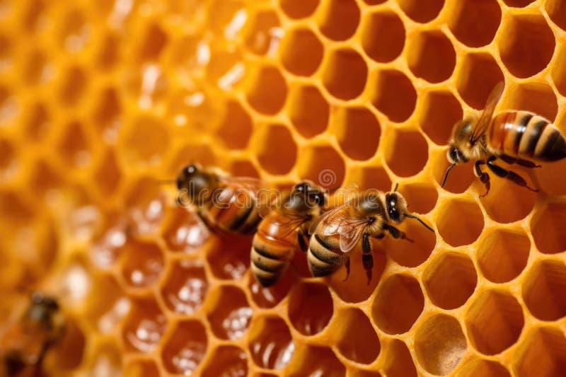 Detailed View of Beeswax Structure in Hive Stock Photo - Image of ...