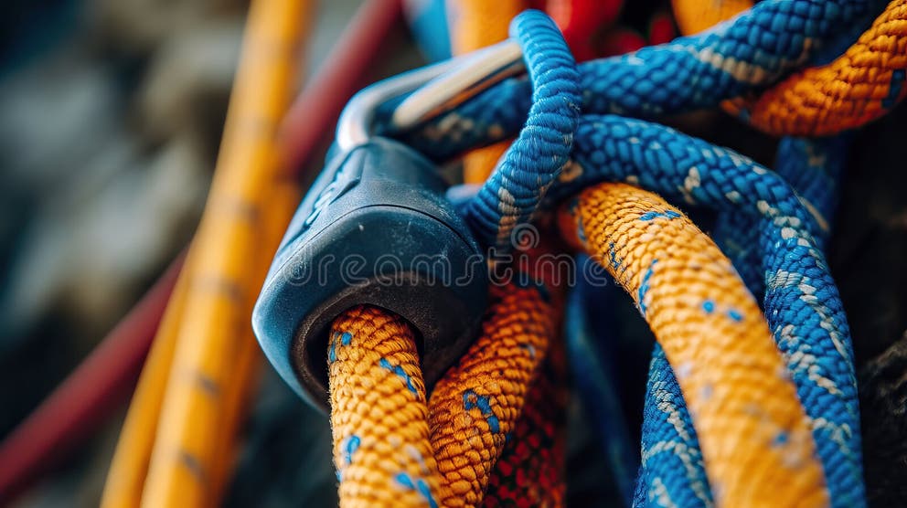Detailed View of Belay Device and Rope Setup Ready for Descent Stock ...