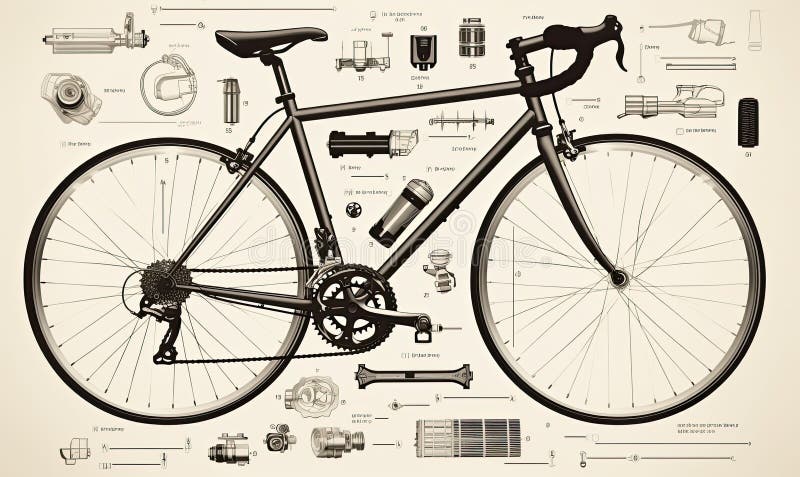 A Detailed View of a Bicycle S Components Stock Illustration ...