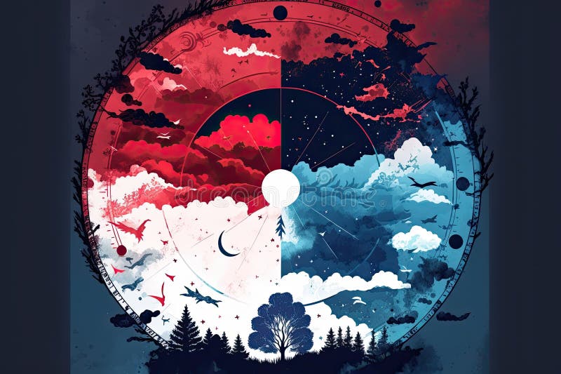 Detailed View of a Birth Chart Stock Illustration - Illustration of ...