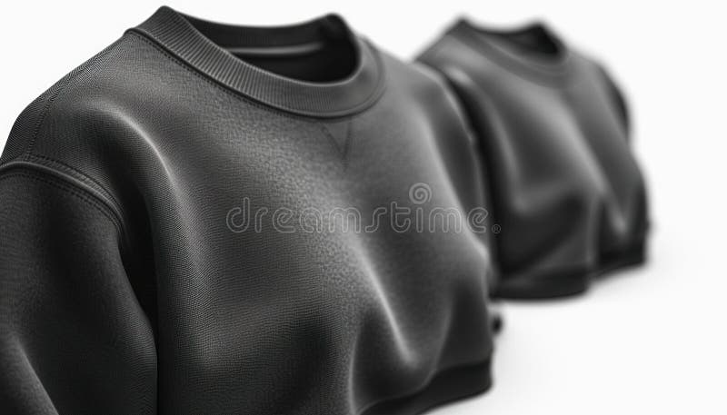 Detailed View of a Black Sweatshirt with a Ribbed Collar. Stock Photo ...