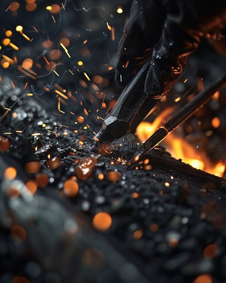 A Detailed View of a Blacksmith Welding Pieces Together in the Forge ...