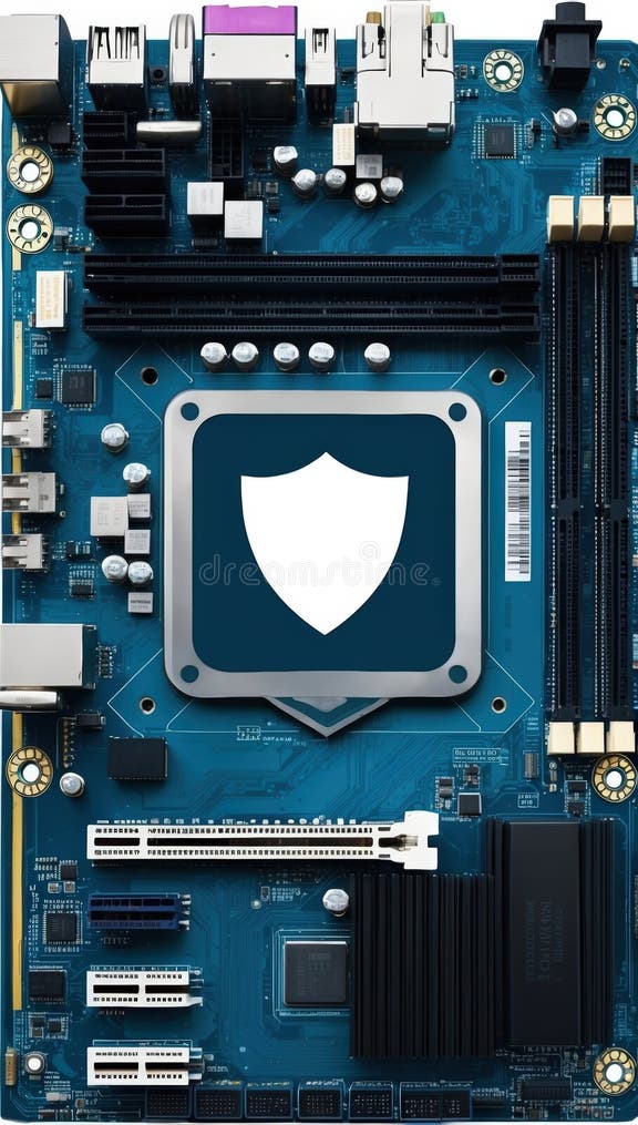 Detailed View of a Blue Computer Motherboard Featuring a CPU Socket ...
