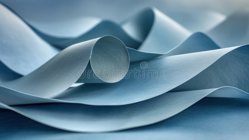 Blue Paper Waves Create an Abstract Background with Flowing and Curved ...