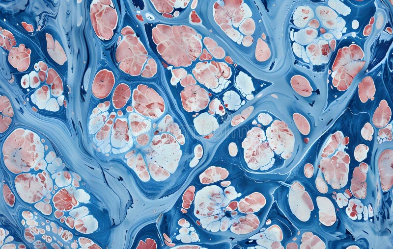Abstract Blue and Red Patterned Cells Stock Illustration - Illustration ...