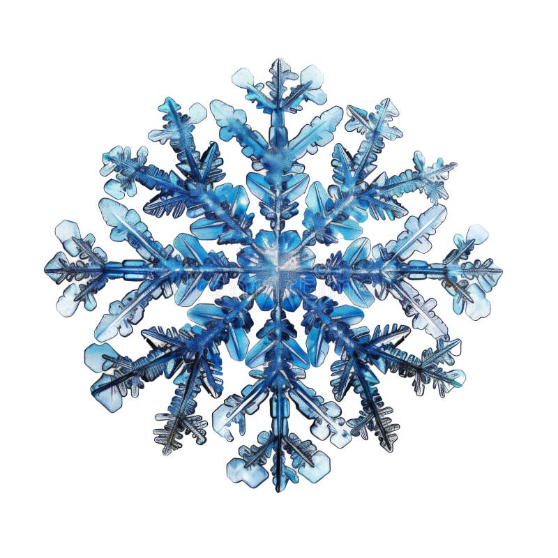 A Detailed View of a Blue Snowflake Stock Photo - Illustration of cyan ...