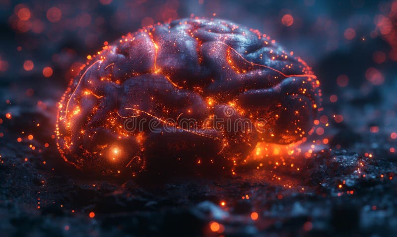 Brain Close Up on Wet Surface. Generative AI Stock Photo - Image of ...