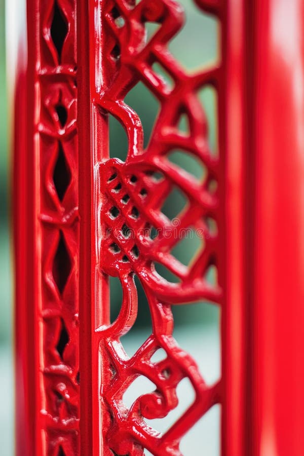 A Detailed View of a Bright Red Metal Structure with Sharp Edges and ...