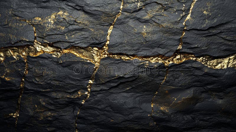 A Detailed View of the Broken Black Slate Surface Showcases Natural ...
