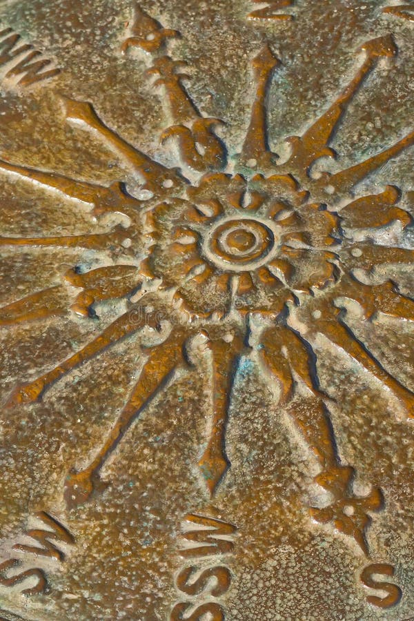 Detailed View on a Bronze Compass. Stock Image - Image of llatitude ...