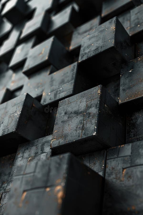 Detailed View of a Building Constructed with Black Blocks, Suitable for ...
