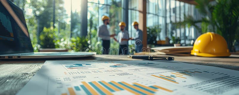 Close-up of Business Documents with Graphs on a Table in a Modern ...