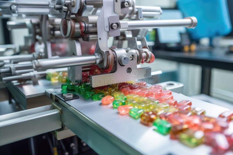 Detailed View of Candy Packaging Machine in Action Stock Illustration ...