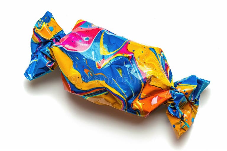A Detailed View of a Candy Wrapper on a Plain White Background. Ideal ...