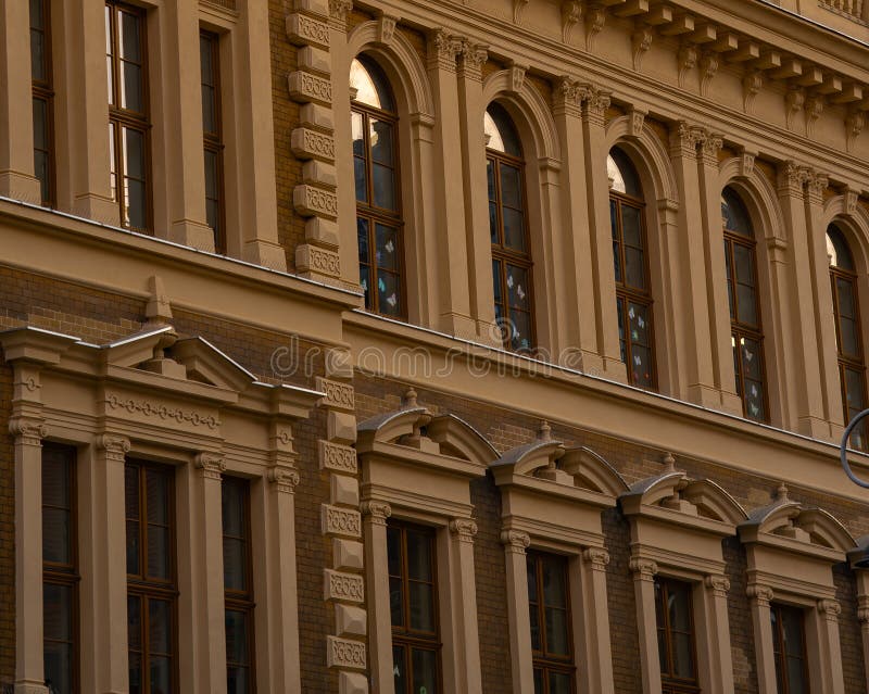 A Detailed View Captures the Facade of a Historical Building ...