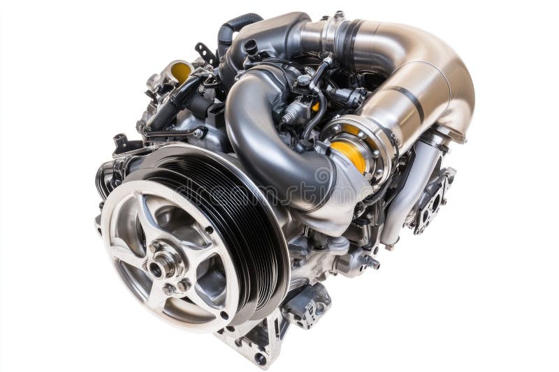 A Detailed View of a Car Engine on a White Background, Ideal for Use in ...
