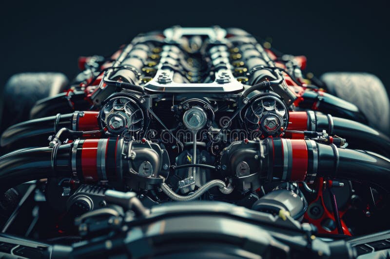 A Detailed View of a Car S Internal Combustion Engine Stock Photo ...