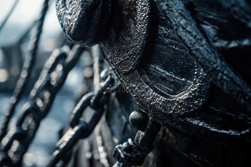 A Detailed View of a Chain on a Boat S Deck, Suitable for Nautical or ...