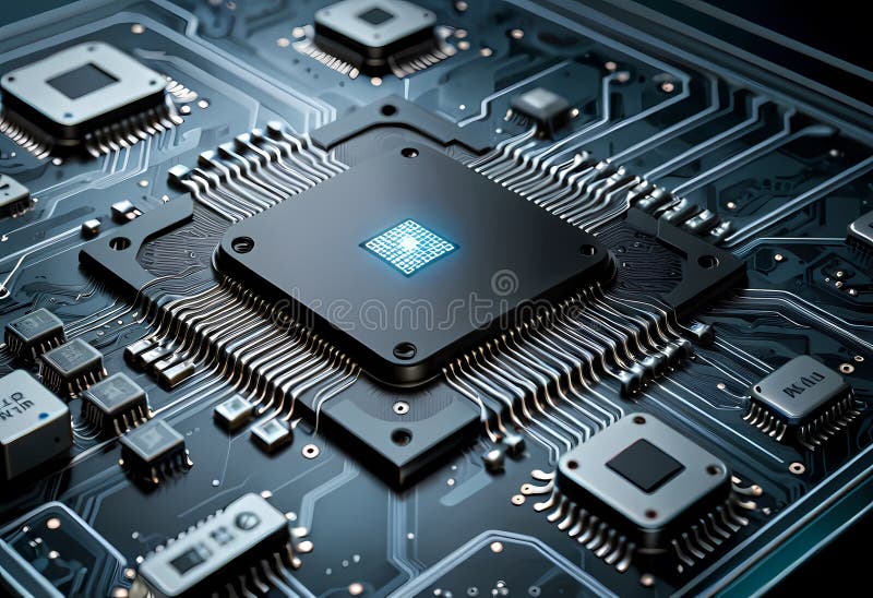 Detailed View of a Circuit Board Stock Illustration - Illustration of ...