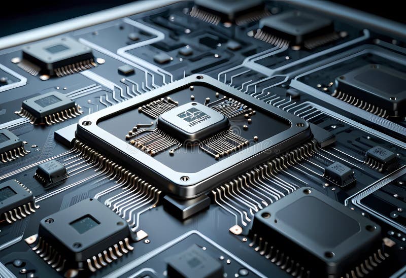 Detailed View of a Circuit Board Stock Illustration - Illustration of ...