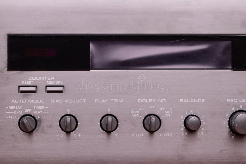 Close-Up of Vintage Audio Cassette Player Control Panel with Metal ...
