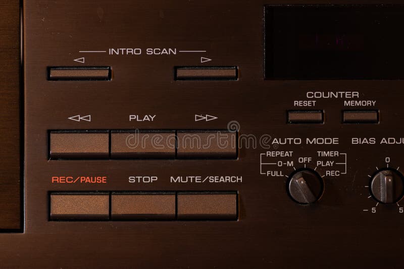 Close-Up of Vintage Audio Cassette Player Control Panel with Metal ...