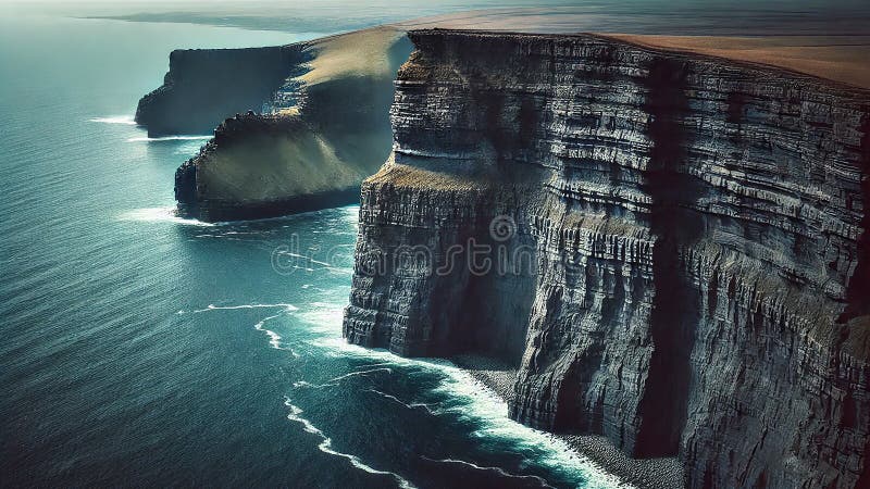 A Detailed View of the Cliff Edge at the Cliffs of Moher, Where the ...