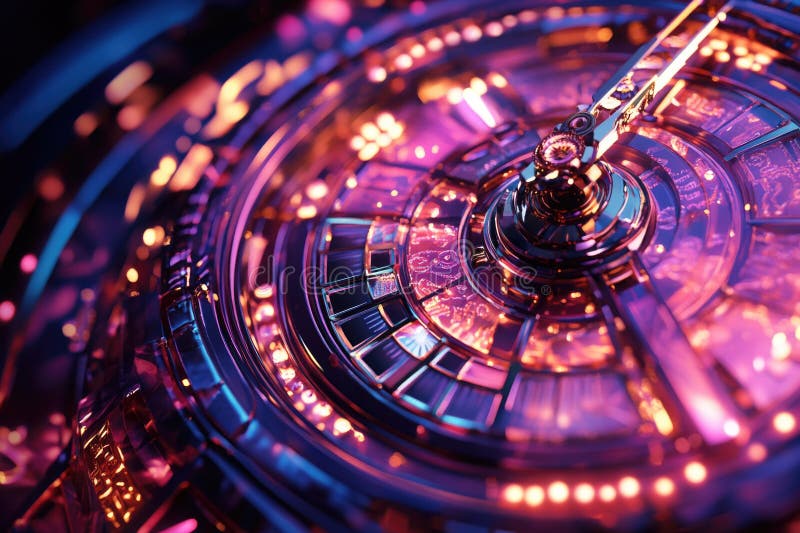 A Detailed View of a Clock Face Illuminated by Surrounding Lights Stock ...