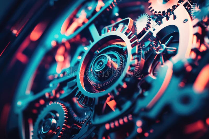 A Detailed View of Clock Gears and Mechanisms Stock Image - Image of ...
