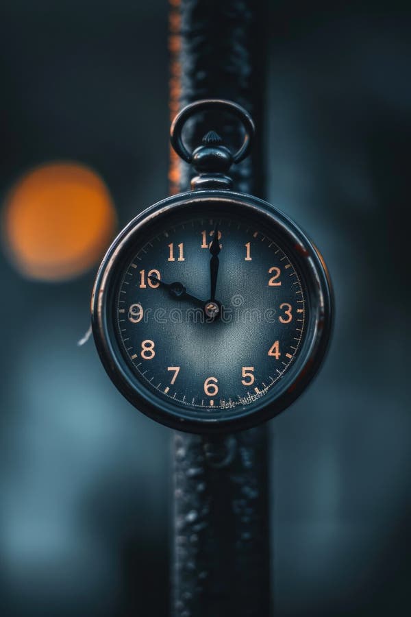 A Detailed View of a Clock Mounted on a Pole, Perfect for Use in ...