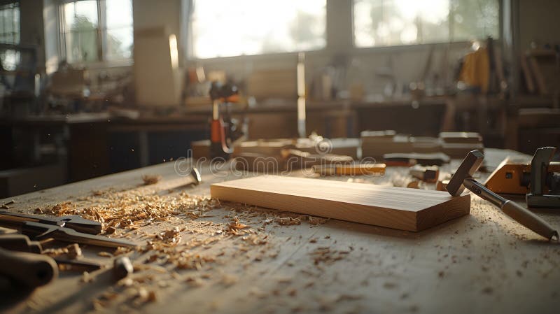 A Detailed View of a Cluttered Workbench Filled with DIY Tools and Wood ...
