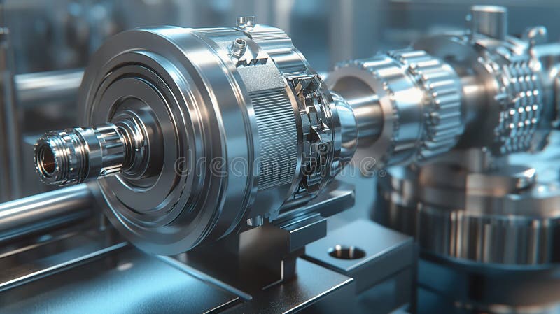 Detailed View of CNC Machine Components Showcasing Precision ...