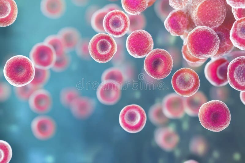 Detailed View of Colorful Cells Floating in a Vibrant Abstract ...