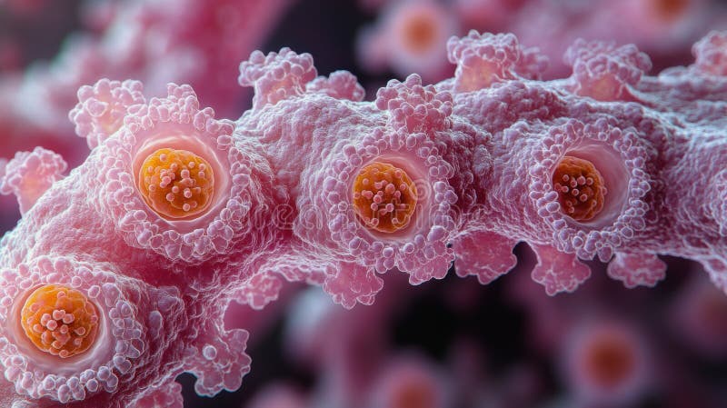 Detailed View of Colorful Cells Under a Microscope Showing Complex ...