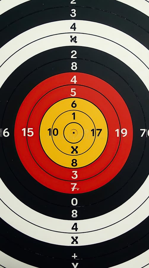 Close-Up of Colorful Target with Concentric Circles and Numbers Stock ...