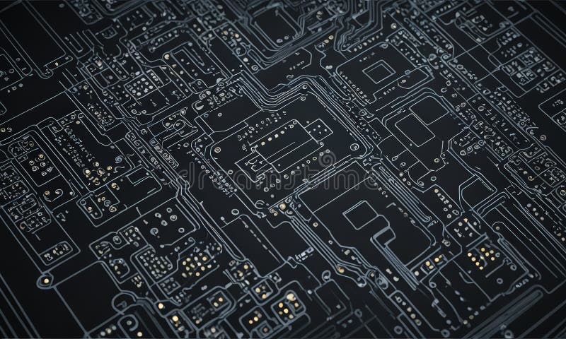 Detailed View Complex Circuit Board, Featuring Intricate Patterns Black ...