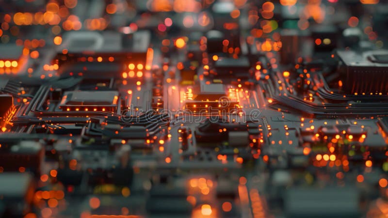 Detailed View of a Complex Computer Motherboard Showing Interconnected ...