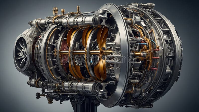 Detailed View of a Complex Engine Mechanism Stock Illustration ...