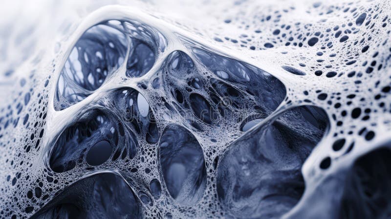 Abstract Close-up of Intricate Foam Patterns Against a Light Backdrop ...