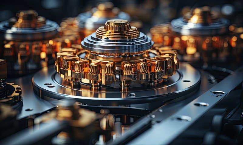 Close Up of Machine with Many Gears Stock Photo - Image of ...