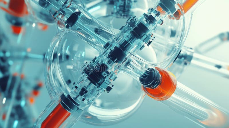 Intricate Molecular Structure with Glass Tubes Stock Photo - Image of ...