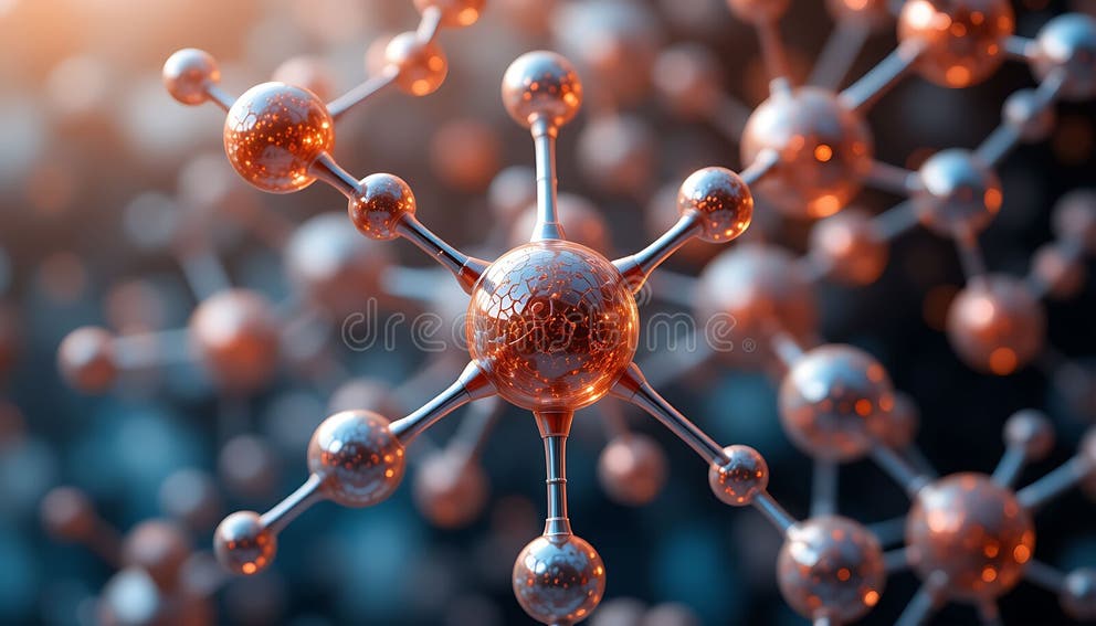 Close Up View of a Complex Molecular Structure with Interconnected ...