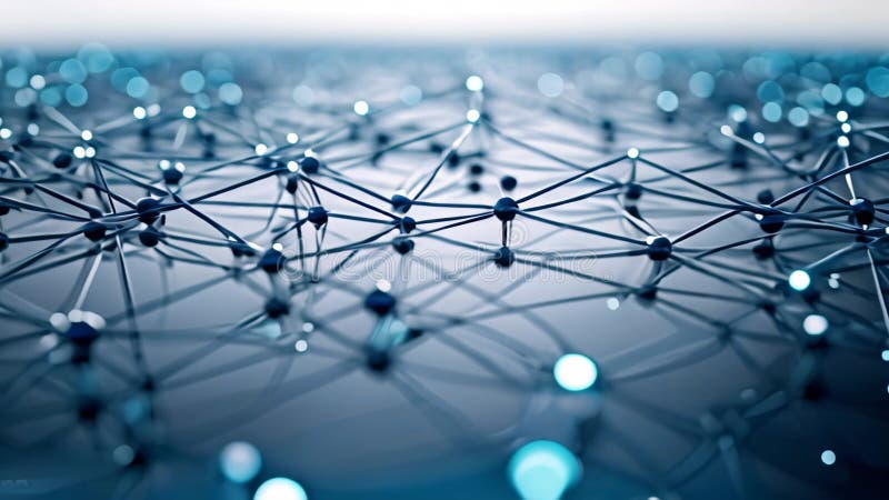 A Detailed View of a Complex Web of Interconnected Blue Dots ...