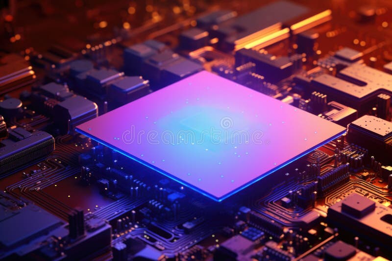 Detailed View of Computer Chip on Motherboard. this Image Can Be Used ...