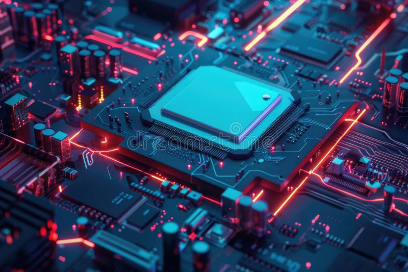 Detailed View of a Computer Chip on a Motherboard, Suitable for ...